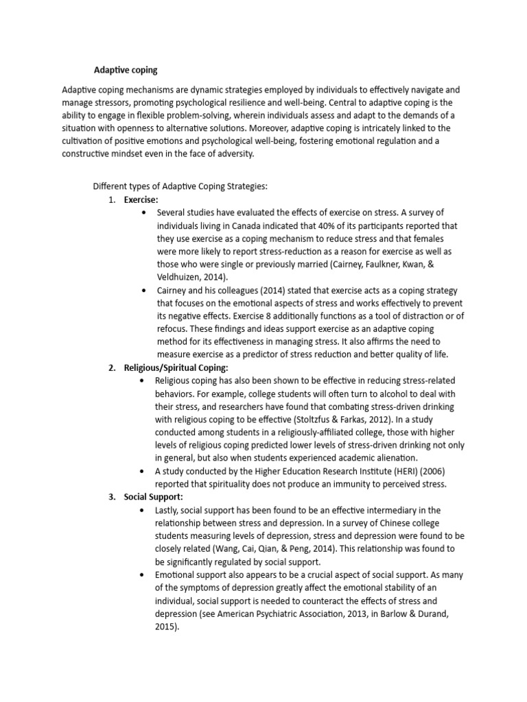 Adaptive and Maladaptive Coping | PDF | Social Support | Stress (Biology)