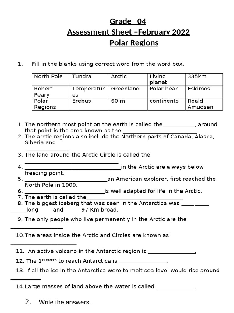 Revision Paper - Polar Regions | PDF | Antarctica | Arctic