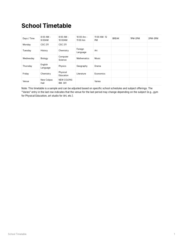 School_Timetable | PDF