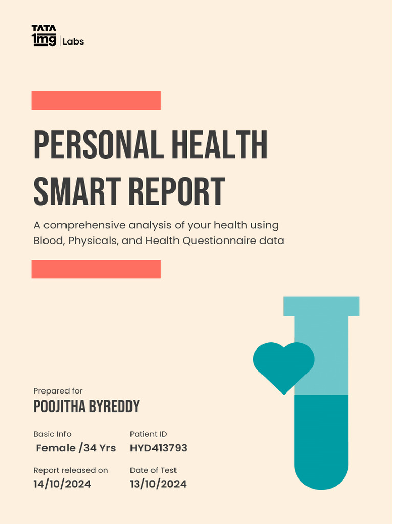 Personal Health Smart Report: Poojitha Byreddy | PDF | White Blood Cell | Cholesterol