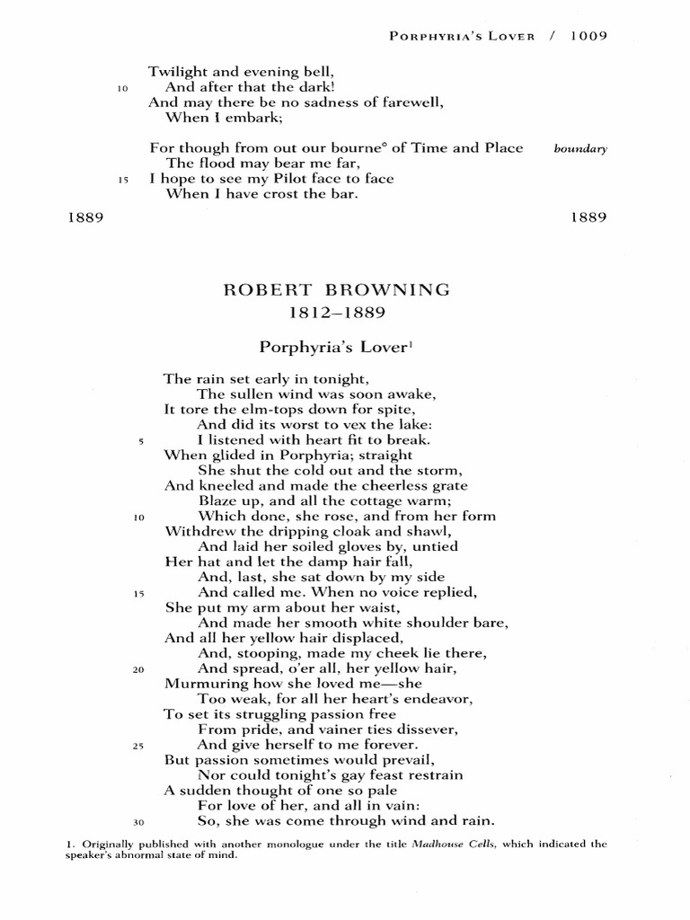 Analysis of Porphyria's Lover | PDF