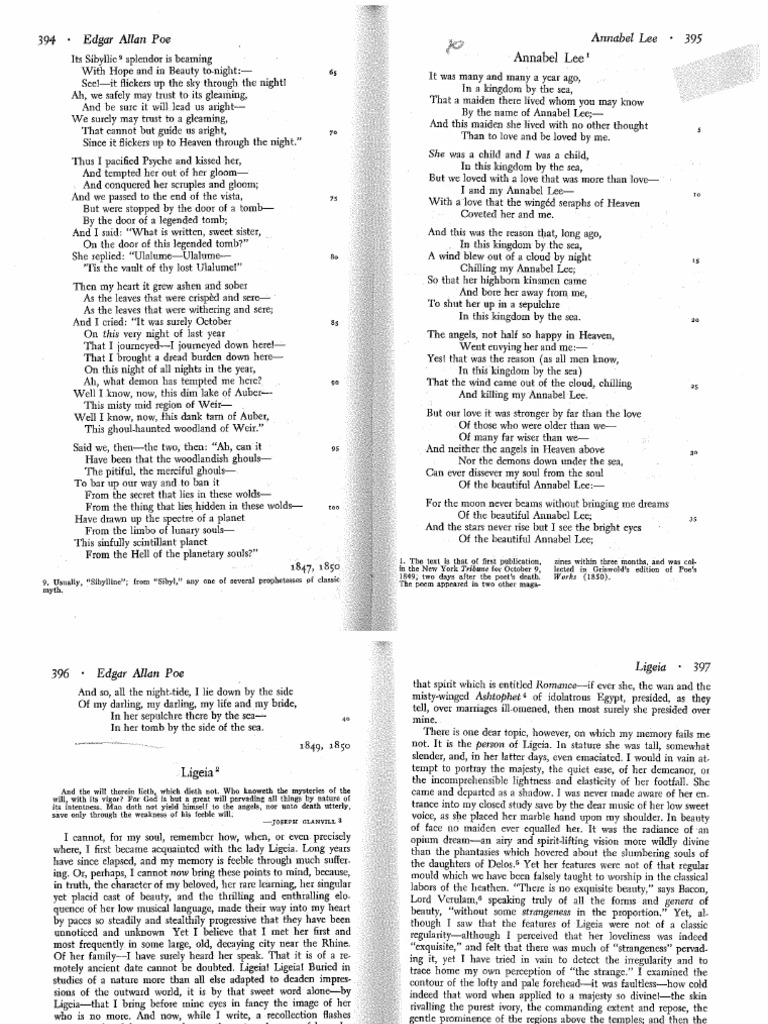 Edgar Allan Poe, Annabel Lee | PDF