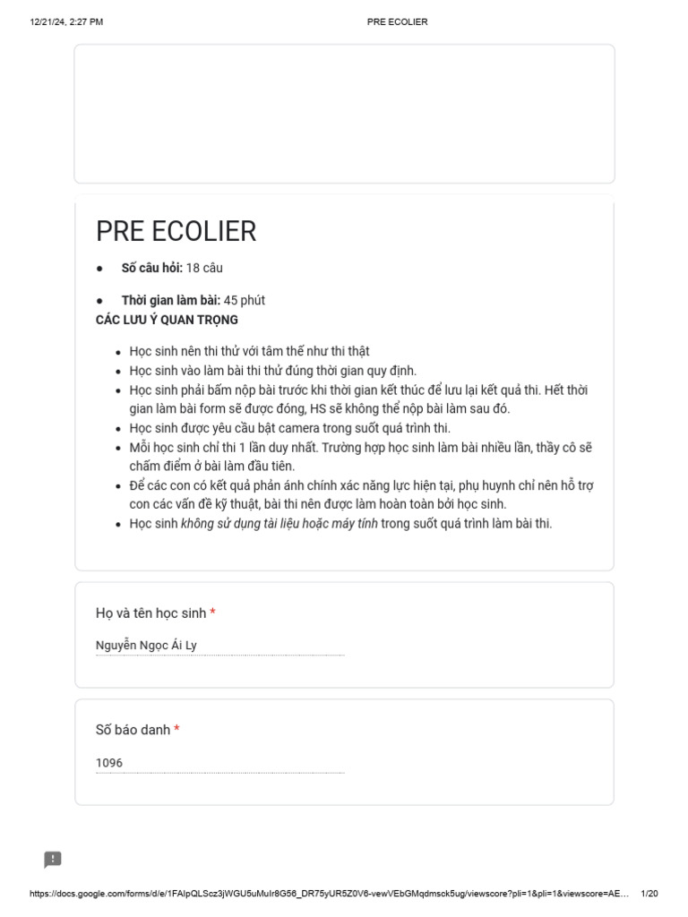 Pre Ecolier | PDF