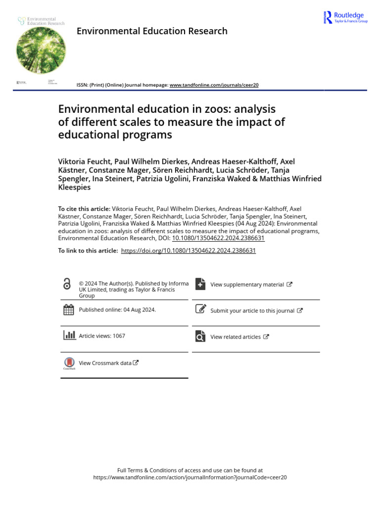 Environmental Education in Zoos - Analysis of Different Scales To ...