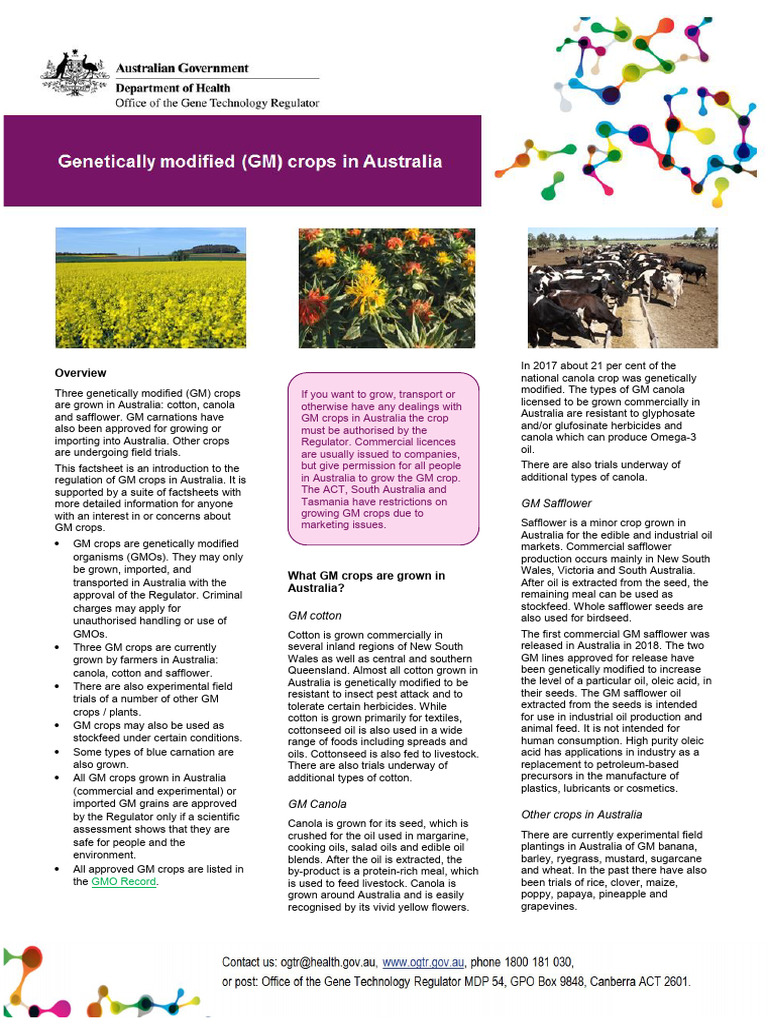 GM Crops and Regulations in Australia | PDF | Genetically Modified Food ...