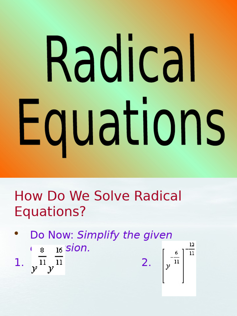 Radical Functions and Equations | PDF | Equations | Mathematical Relations