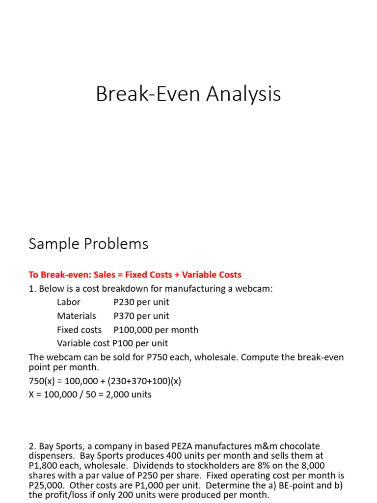 Break-Even Analysis Module | PDF