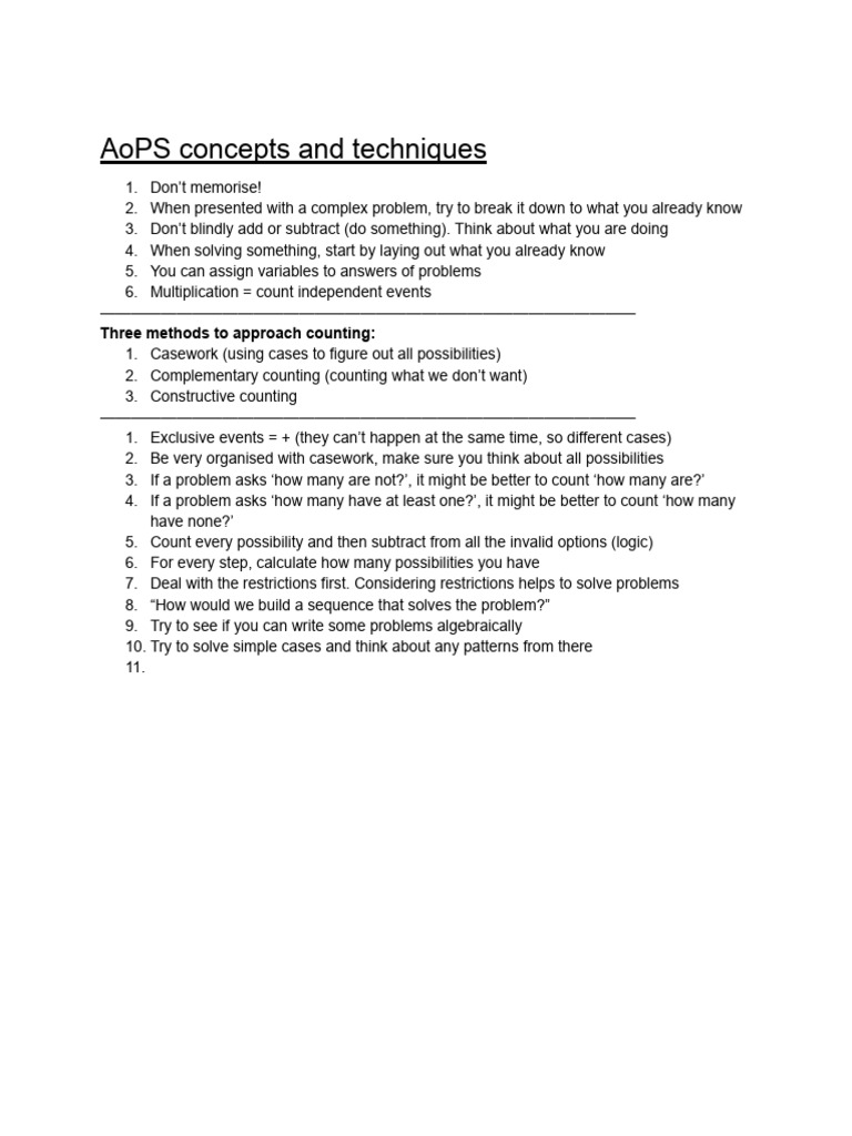 AoPS Concepts and Techniques | PDF