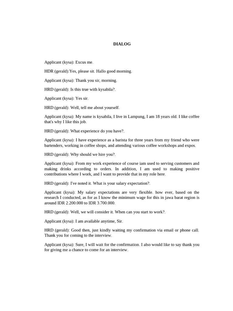 Dialog Interview 6 | PDF