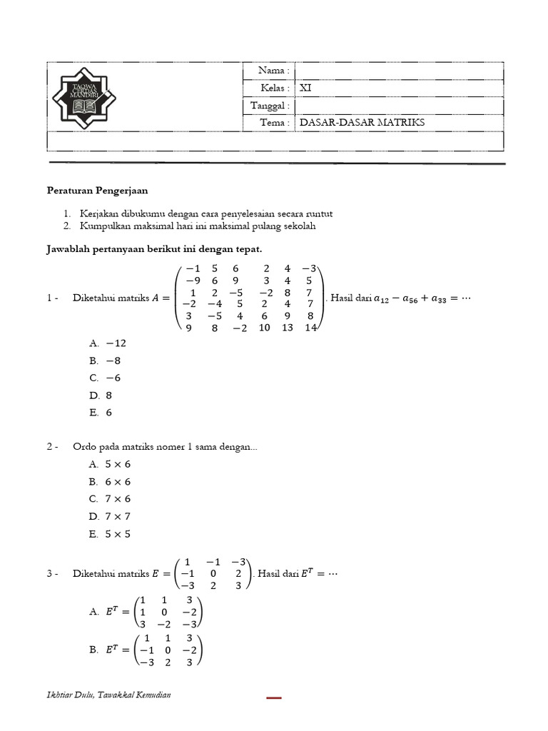 TUGAS 2 Matriks | PDF