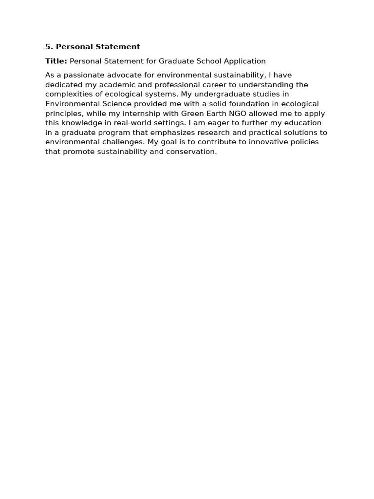 Graduate School Personal Statement | PDF