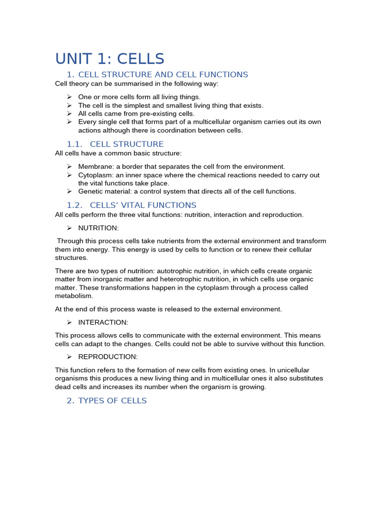 Understanding Cell Structure and Functions | PDF