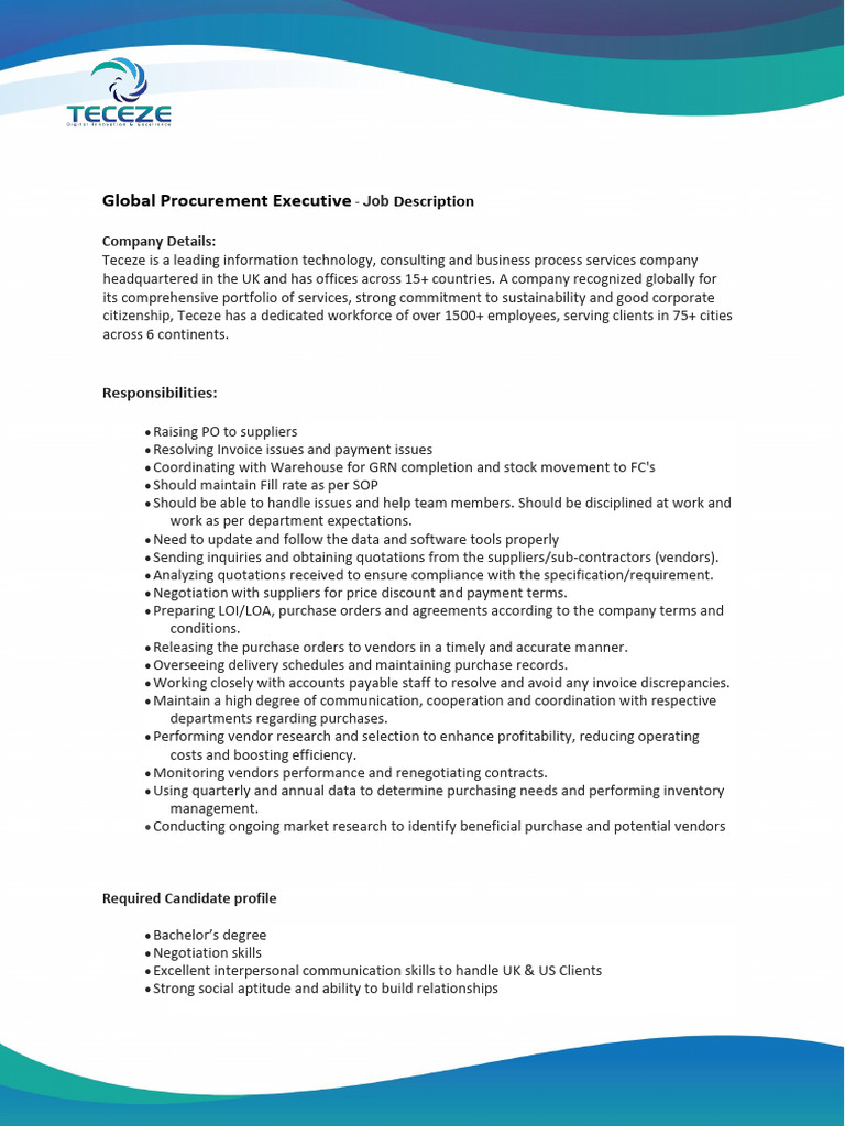 Teceze - Global Procurement Executive | PDF