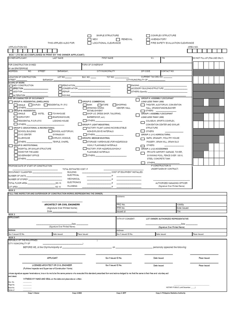 Unified - Application Form For Building Permit | PDF