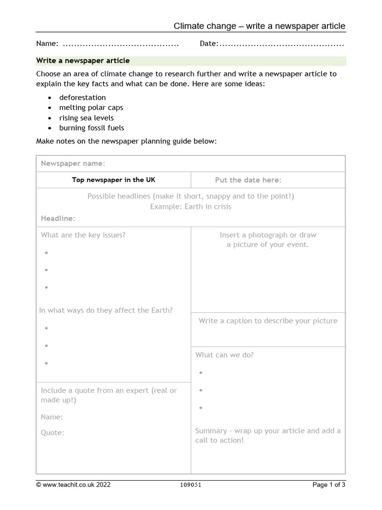 climate-change-newspaper-article-teachit-109051 | PDF