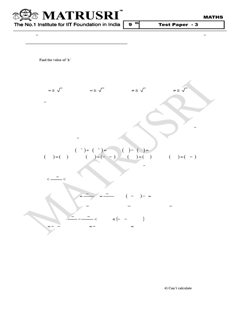 Test Paper - 3 Linear Equation and Inequality | PDF | Equations ...