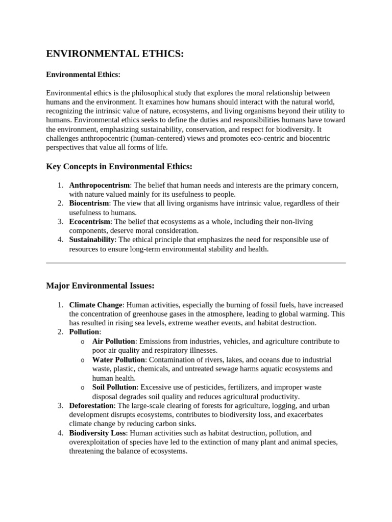 Understanding Environmental Ethics | PDF | Climate Change | Water Pollution