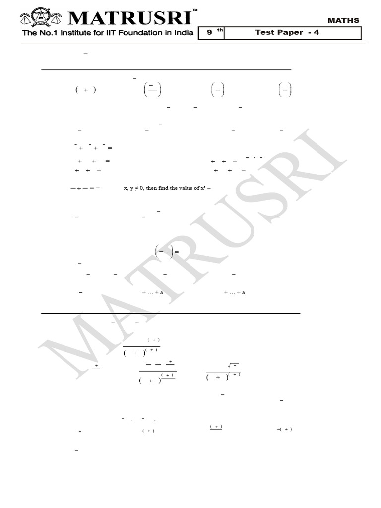 Maths Test Paper - Polynomial Questions | PDF | Number Theory | Mathematics