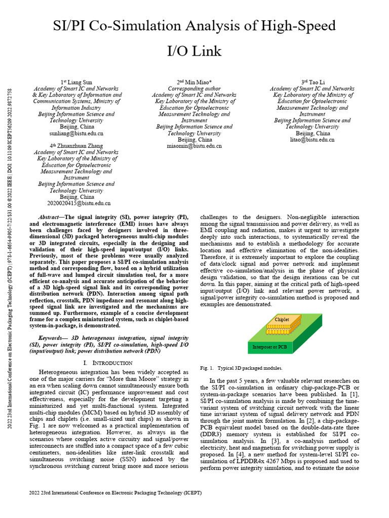 SI PI Co-Simulation Analysis of High-Speed I O Link | PDF | Electrical Impedance | Electrical ...