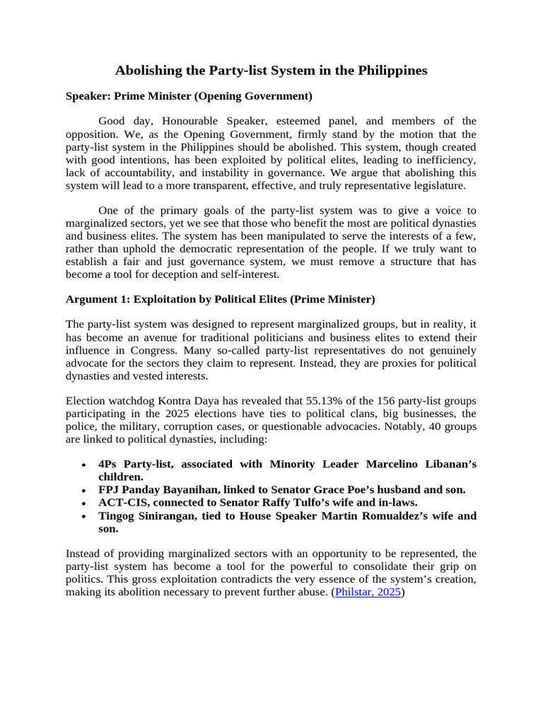 Abolishing the Philippines' Party-list System | PDF | Article Two Of ...