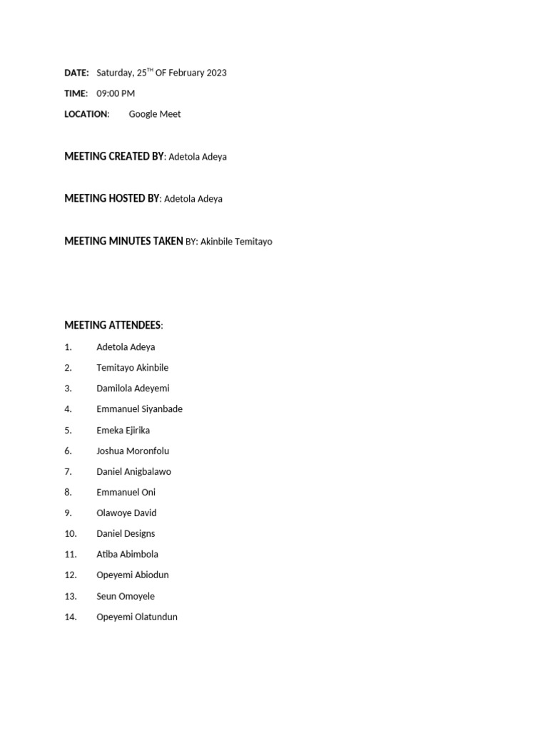 Camera Ops Meeting minutes (1) | PDF