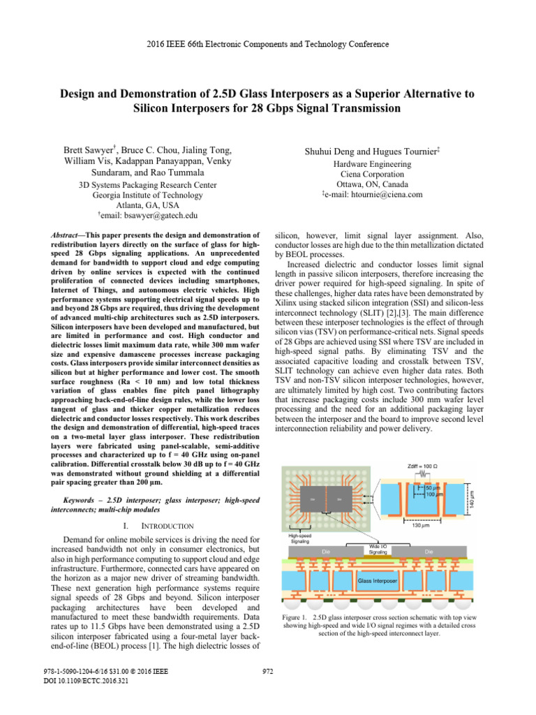 Design and Demonstration of 2.5D Glass Interposers As A Superior ...