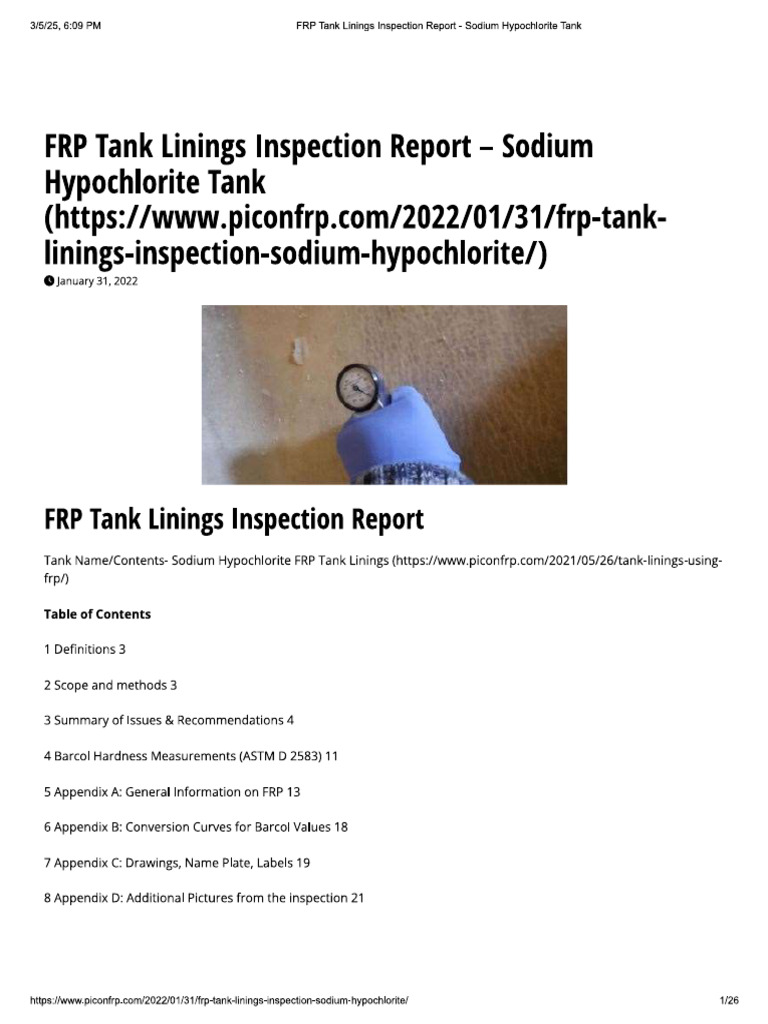 FRP Lining Inspection | PDF