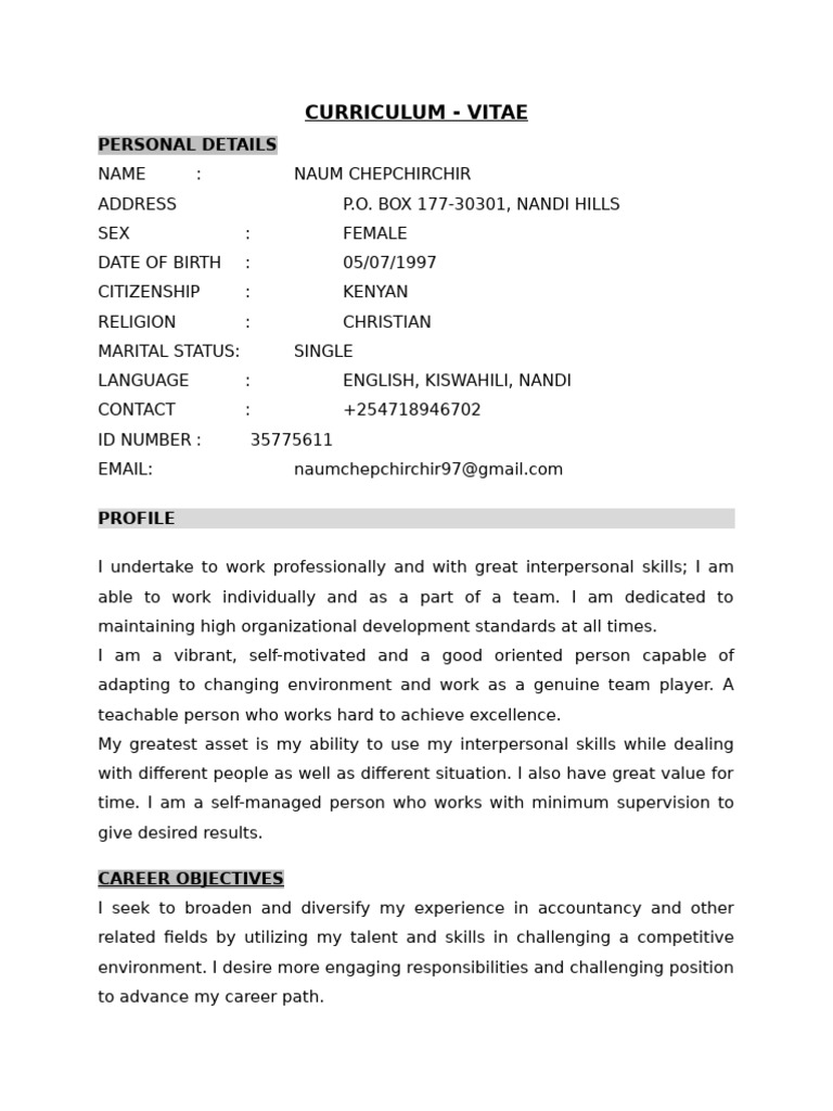 CV NAUM | PDF | Kenya