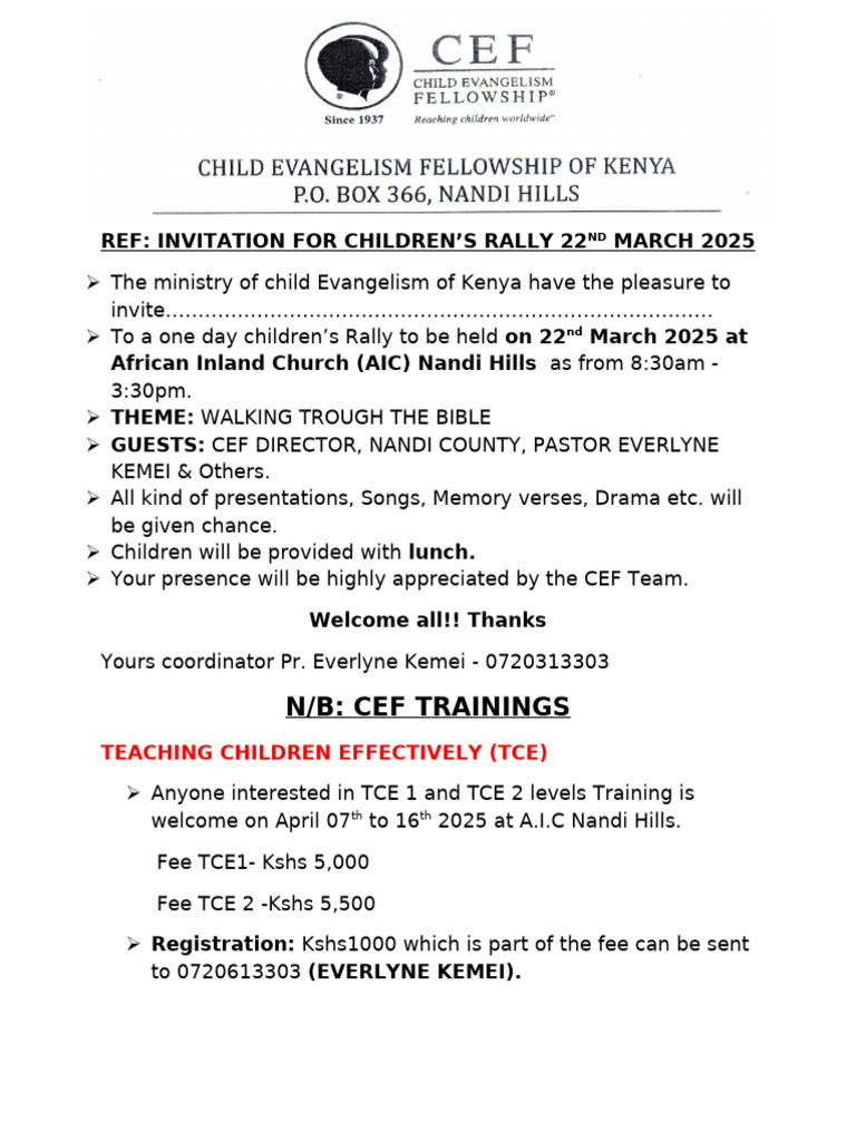 CEF Children's Rally Invitation 2025 | PDF