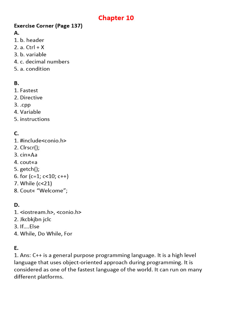 Chapter 10 Answers | PDF