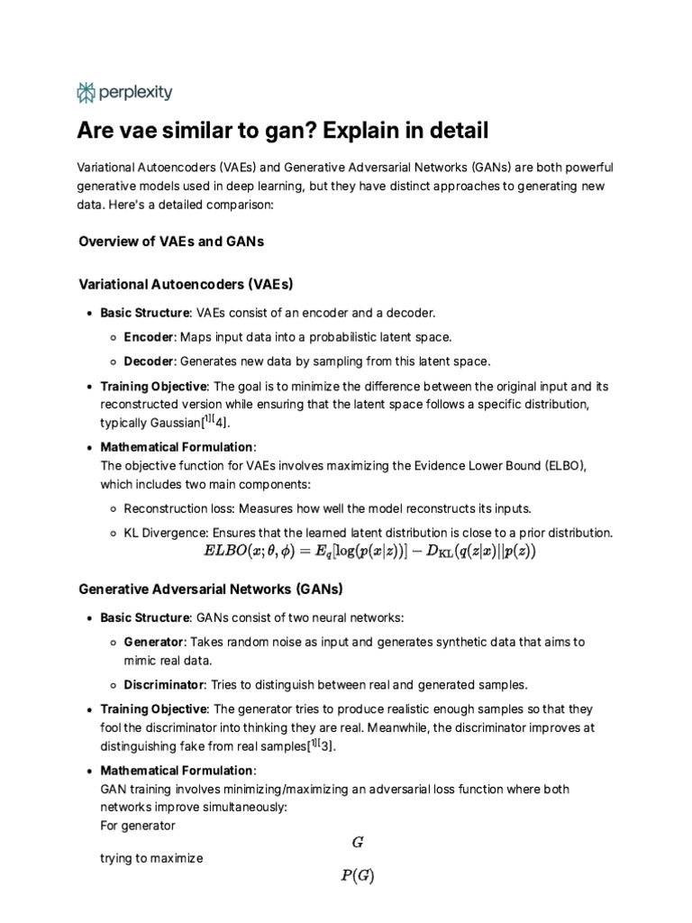 VAE vs GAN: Key Differences Explained | PDF | Statistical Theory | Artificial Intelligence