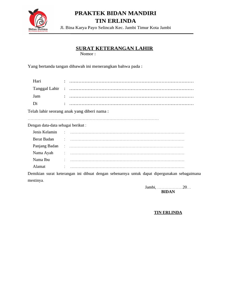 Surat Keterangan Lahir | PDF