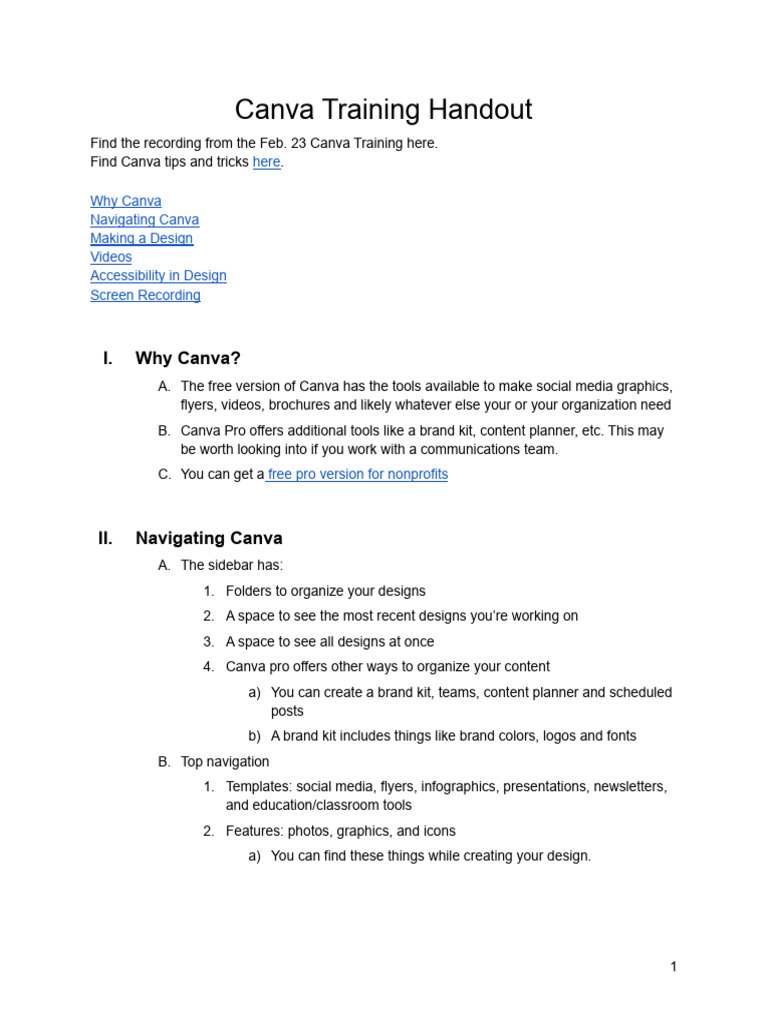 Canva Training Handout - Post Feb 23 Training | PDF | Graphics | Image ...