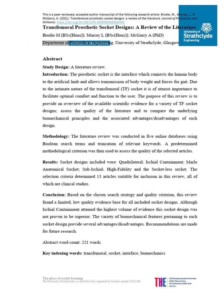 Brodie Etal JPO 2021 Transfemoral Prosthetic Socket Designs A Review of ...