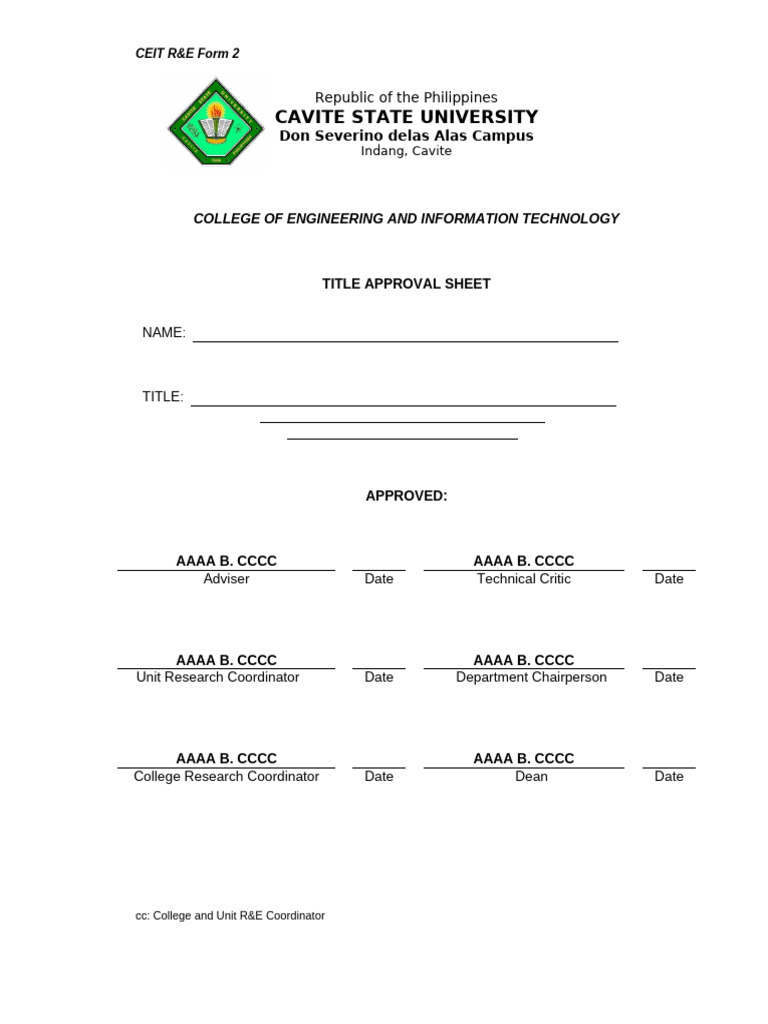 CEIT Research Title Approval Form | PDF