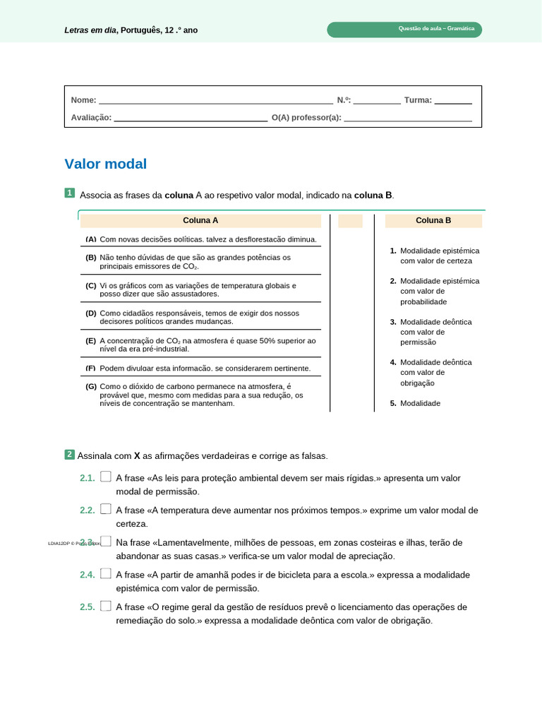 Modalidade Epistémica e Valores Modais | PDF | Ambiente natural