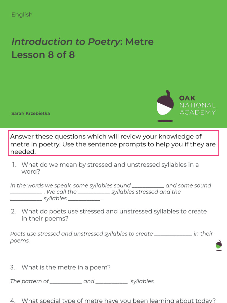 Understanding Stressed and Unstressed Syllables | PDF