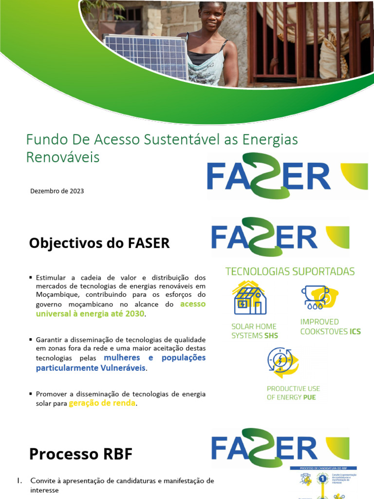 FASER: Acesso Sustentável à Energia em Moçambique | PDF | Moçambique ...