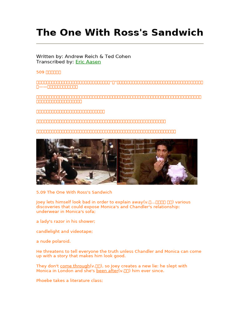 【509】The One With Ross's Sandwich | PDF | Feminism | Gender Studies