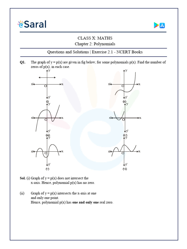2 NCERT Solutions For Class 10 Maths Chapter 2 Polynomials PDF | PDF ...
