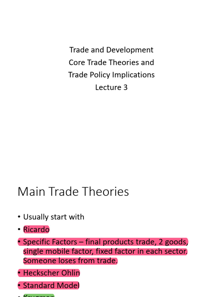 Trade and Economic Development Trade Theory and Policies Overview v2 ...