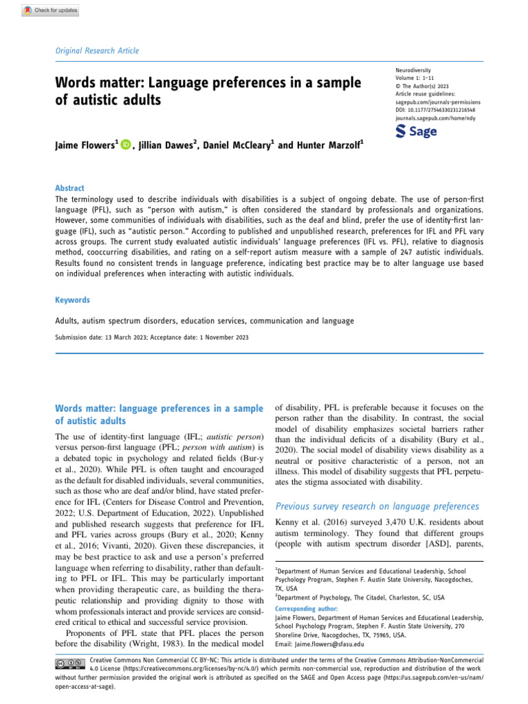 Flowers Et Al 2023 Words Matter Language Preferences in A Sample of ...