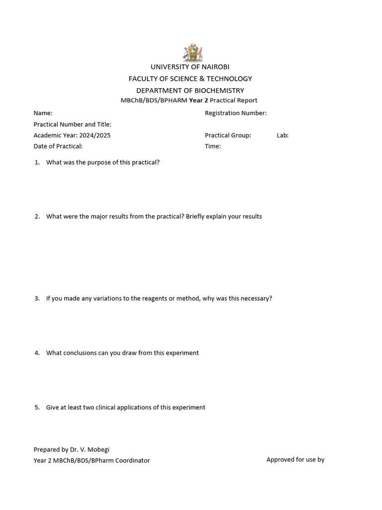 Year 2 Biochemistry Practical Report | PDF