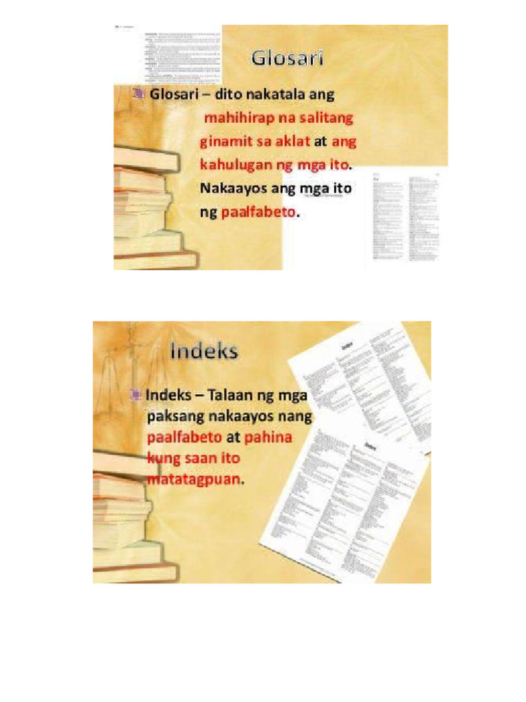 Ang Mga Bahagi NG Aklat (Filipino 6) | PDF