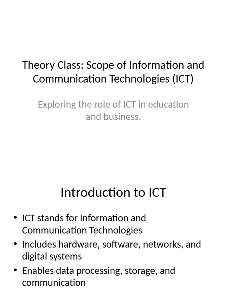 Theory Class Scope of ICT | PDF