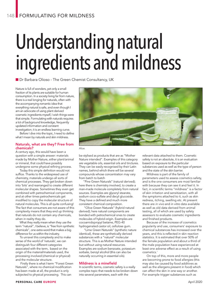 Understanding Natural Ingredients and Mildness | PDF | Molecules | Allergy