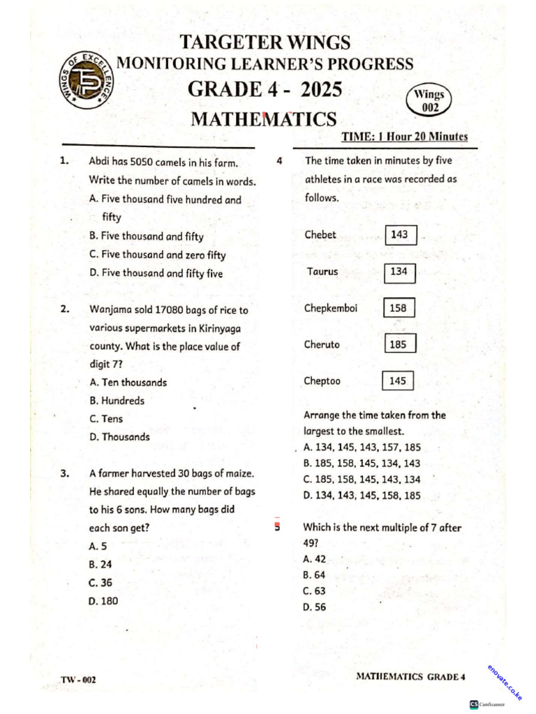 G4 Maths TW002 2025 - 250317 - 100539 | PDF