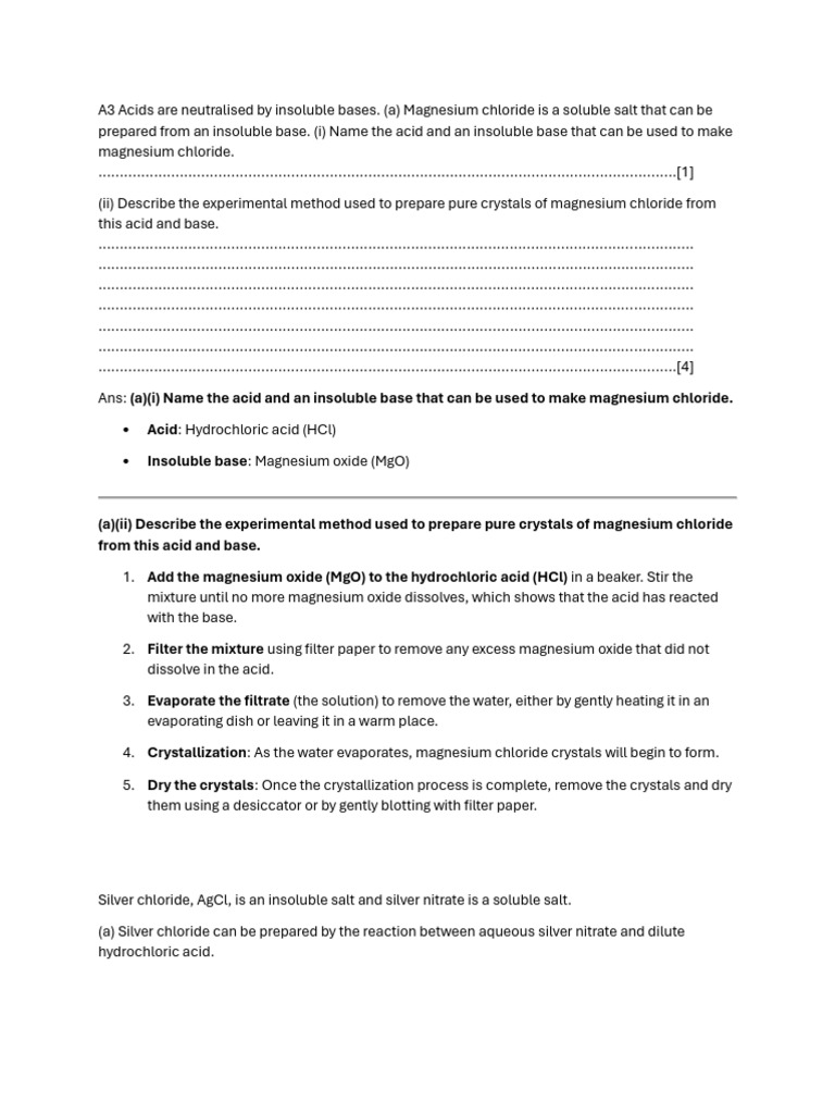 Preparing Insoluble Salts: Methods & Reactions | PDF | Precipitation ...