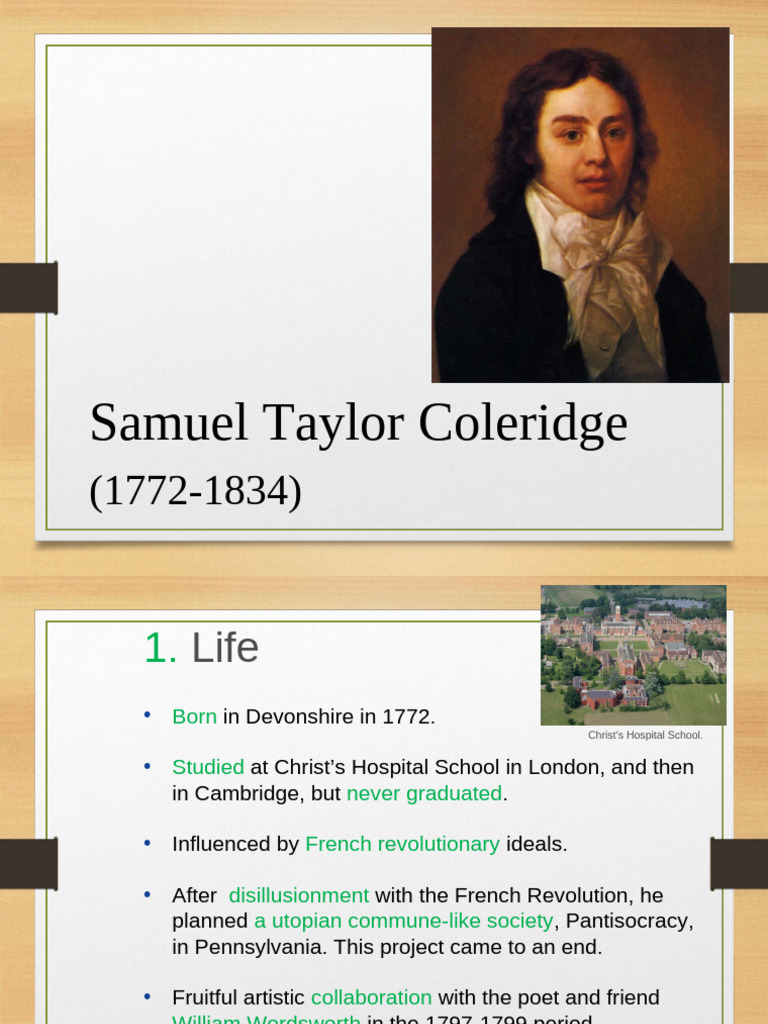 Samuel Taylor Coleridge Biography | PDF | Samuel Taylor Coleridge | Poetry