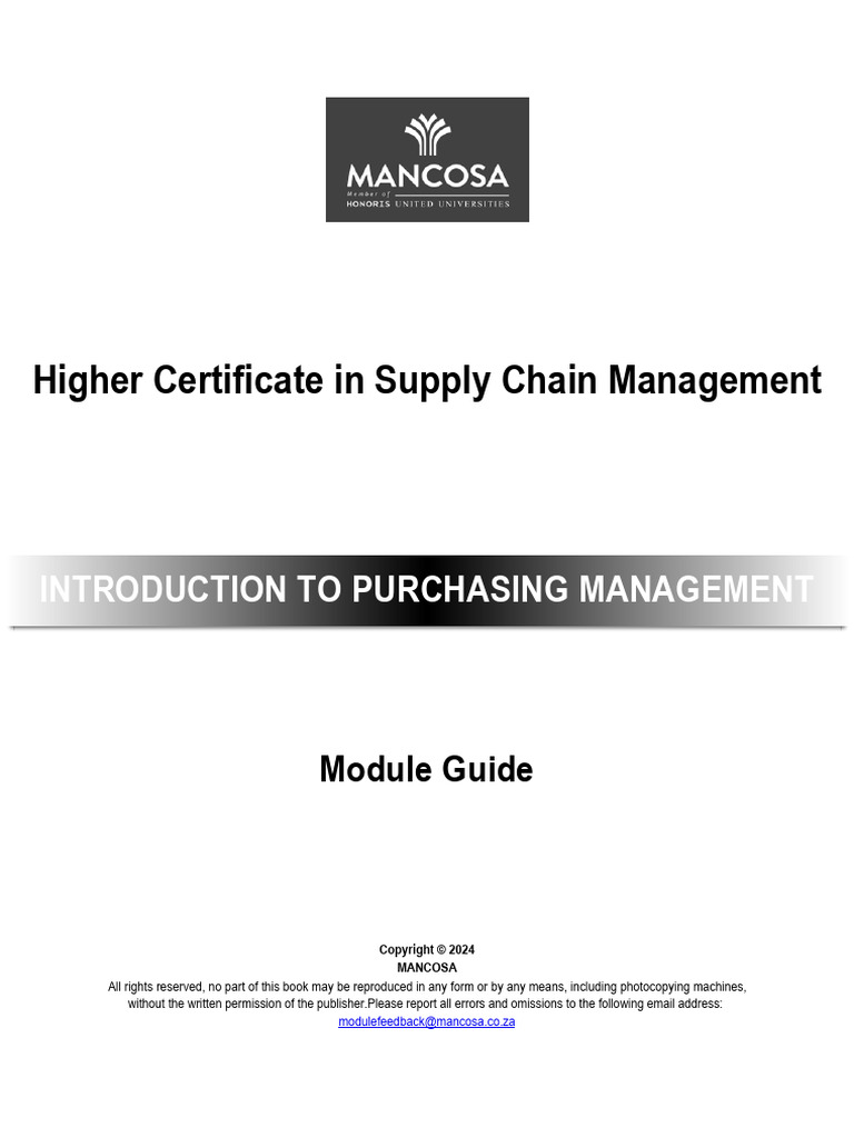 HCSCM - Introduction To Purchasing Management | PDF | Procurement | Invoice